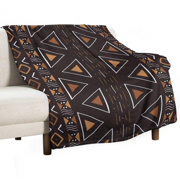 商品名:  African Tribal Blanket, African Mudcloth Pattern with Mud-Dyed Motifs, Ultra-Soft Flannel for Bedroom, Living Room...