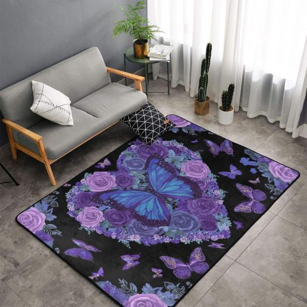 商品名:  Purple Fantasy Mysterious Colorful Butterfly Area Rug Washable Outdoor Rugs Anti-Slip Soft Carpet Entryway Indoor ...