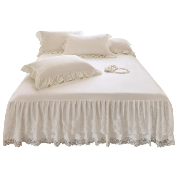 商品名:  Ruffle Bed Skirt for 59x79'' Bed 3-Layer Lace Skirt with 16'' Dropping Easy Setup Elegant Wrap Around with Elastic...