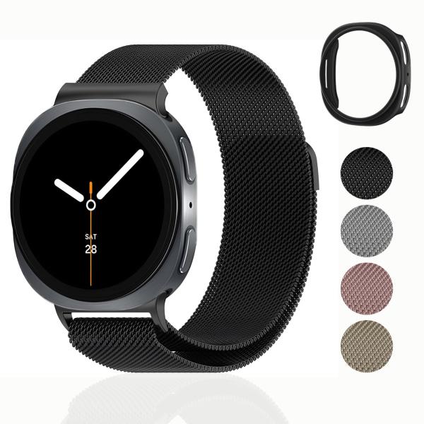 商品名: ミラネーゼメタルバンド Samsung Galaxy Watch 8 (40mm) 対応 PCカバー付き ステンレススチールメッシュストラップ 磁気調節可能な交換用ストラップ 男女兼用 Milanese Metal Bands C...