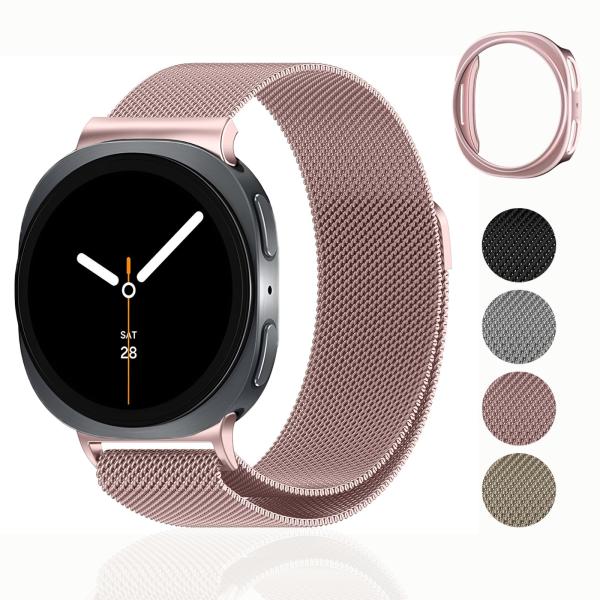 商品名: ミラネーゼメタルバンド Samsung Galaxy Watch 8 (40mm) 対応 PCカバー付き ステンレススチールメッシュストラップ 磁気調節可能な交換用ストラップ 男女兼用 Milanese Metal Bands C...