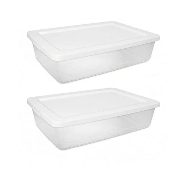 商品名:  CNEIESD (2 pack) 28 Quart Clear Storage Bin with Lid, Under Bed Storage Container, Low-Profile Stackable Plastic B...