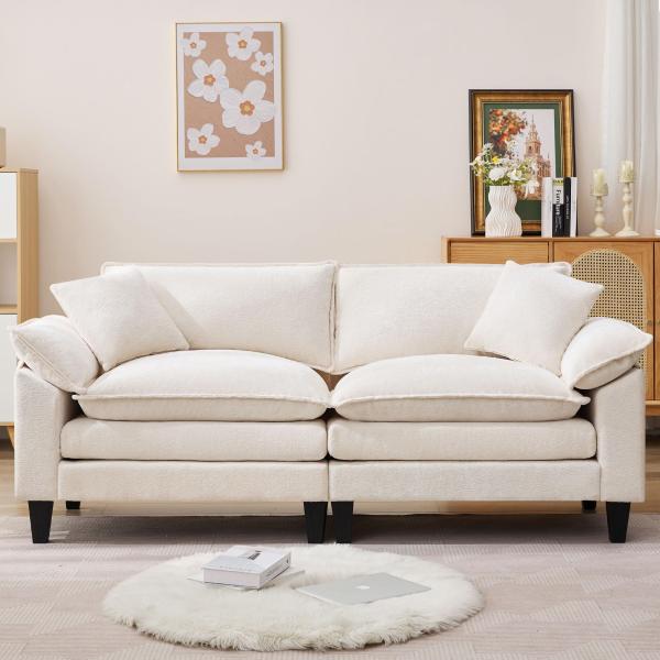 商品名: 83インチのラブシートソファ、リビングルーム用クラウドソファ、ダブルクッション付きの快適なラブシート、枕2つ、寝室、アパート、オフィス用の取り外し可能なカバー。 83" Loveseat Sofa,Cloud Couch for ...