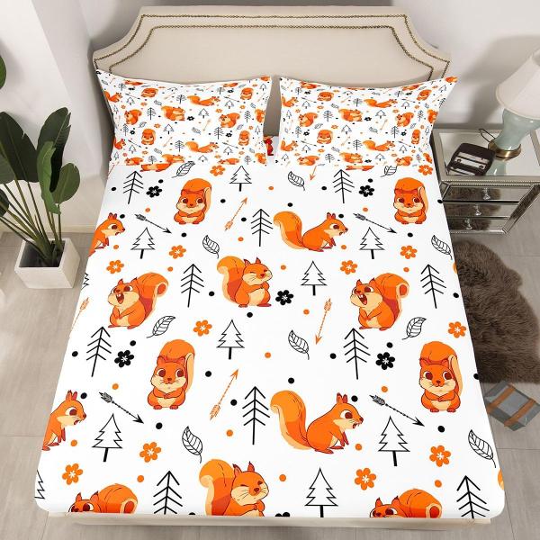 商品名:  jejeloiu Squirrel Fitted Sheet Twin Size for Kids Boys Girls Cute Squirrel Bed Sheets Set 16" Deep Pocket Soft Bre...