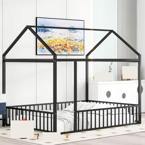 商品名:  Full Size Metal Bed House Bed Frame with Fence,for Bedroomブランド: Generic商品サイズ: One Size高さ: 1cm横幅: 1cm奥行: 1cm重量: 50g...