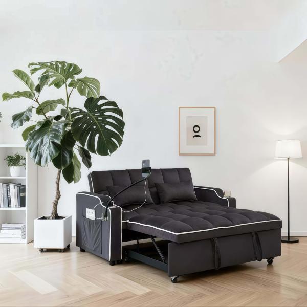 商品名:  SUNPOKUILN Loveseat Sofa Bed with USB Ports, Phone Holder &amp; Cup Holders | Convertible Futon Couch for Small Sp...