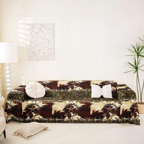 商品名:  Rustic Couch Cover for Dogs,Cowhide Western Texas Star Washable Couch Covers Tree Leaves Hunting Non Slip Sofa Cov...