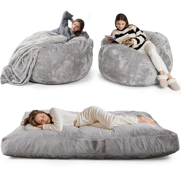 商品名:  YEFU Bean Bag Chair Bed for Adults, Giant Bean Bag Convertible from Lazy Floor Chair to Beanbag Bed - Overstuffed ...