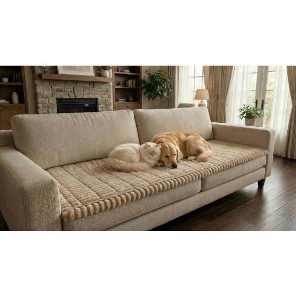 商品名: Curuyan ノンスリップセクショナルソファカバー、洗えるペットフレンドリー家具プロテクター、犬、猫用、ソフトで厚いスリップカバー、L字型ソファ用(単品販売、セットではありません)(カーキ、27.5インチx27.5インチ) Cu...