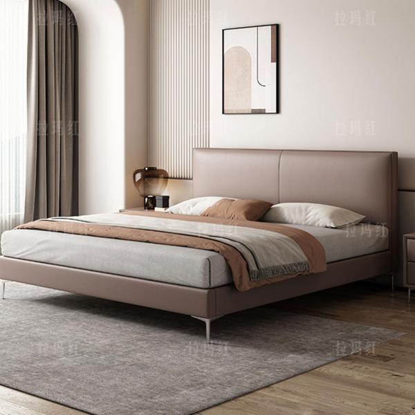 商品名:  LSIGHTUS Mid-Century Queen Size Genuine Leather Wood Bed Upholstered Platform Bed Frame with Headboard and Drawers...
