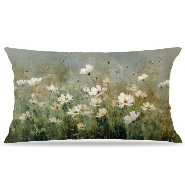 商品名: BUJSP 素朴な春の花柄の枕カバー 20x12 両面、ヴィンテージ コテージコア カントリーボタニカル野花 装飾スロー枕カバー ソファベッド、ベッドルーム、リビングルーム用 BUJSP Rustic Spring Floral ...