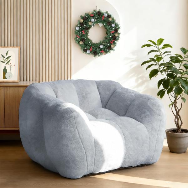 商品名: 大人用ジャイアントビーンバッグチェア、居心地の良い快適な読書用ヌークチェア、ビーンバッグチェア、大きなふわふわクラウドビーンバッグソファ、ウルトラソフトプラッシュフロアソファ、グレー Bean Bag Chair for Adul...