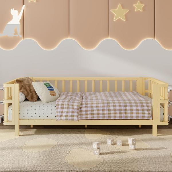 商品名:  WDYLWFHW Twin Size Bed Frame with Removable Rails for Kids, Low Montessori Bed with Headboard and Footboard, Wood ...