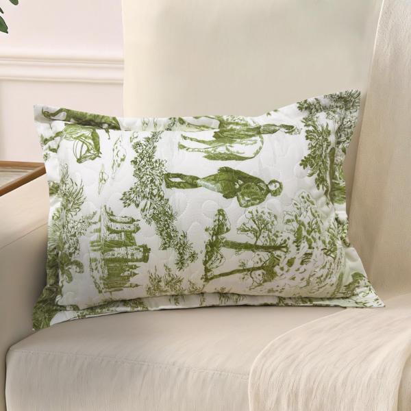 商品名: DriftAway Toile キルト枕カバー ファームハウス フランス カントリー ヴィンテージ プリント パターン 装飾 正方形 ホーム ソファ ベッド用 装飾 40.5 x 12 cm 1個 ローデングリーン DriftAw...