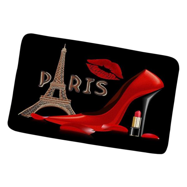 商品名:  Eiffel Tower Bath Mat Red High Heel Lipstick Valentine's Day Romantic Love Fashion Girl Modern Black Bathroom Rugs...