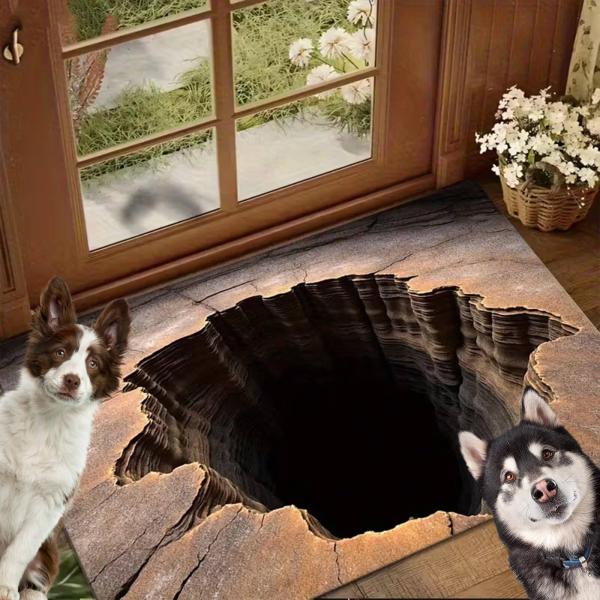 商品名:  3D Optical Illusion Rug with Realistic Hole Effect ? Interactive Illusion Rug for Dogs &amp; Cats, Non-Slip Visual...