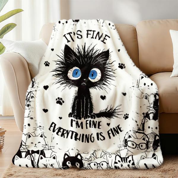 商品名: WADORN ファニーキャットスローブランケット、心地よくソフトでキュートで上質な子猫用スローブランケット、ファジー500GSMフランネルフリースブランケット、フラシ天の猫愛好家へのギフト、女性、オフィス、リビングルーム、ソファ、...