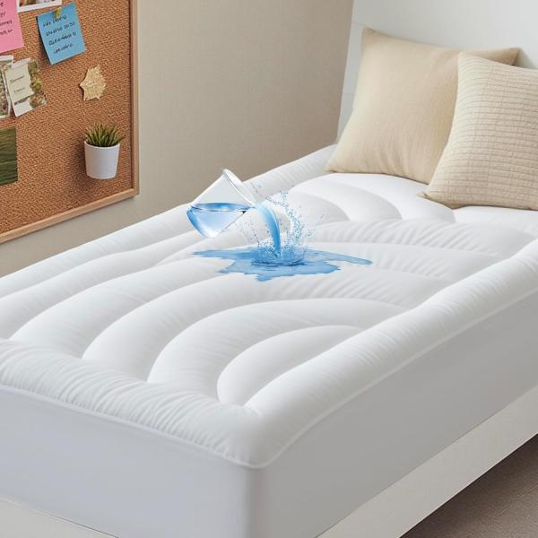 商品名:  Mattress Topper &amp; Protector - 5-Layer Noiseless Bed Cover with 8"-21" Deep Pocket, Machine Washable Fitted Pad...