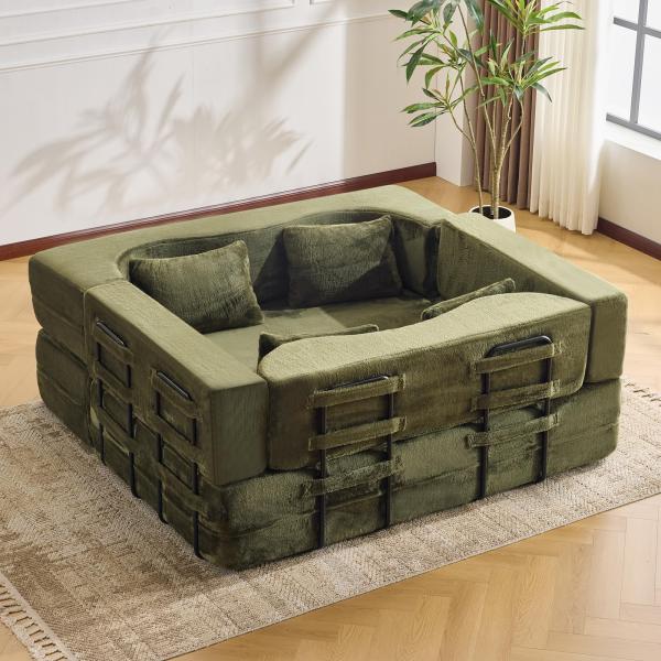 商品名:  BROVAVE 72" Skin-Friendly Short Plush Deep Seat Loveseat Sofa Bed, Compressed Pull-Out Sofa Bed with High-Density ...