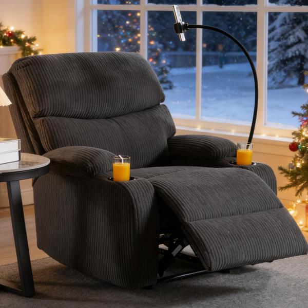 商品名:  Manual Recliner Chair,Modern Corduroy Reclining Chairs with Phone Stand &amp; Cup Holders,Overstuffed Single Sofa ...