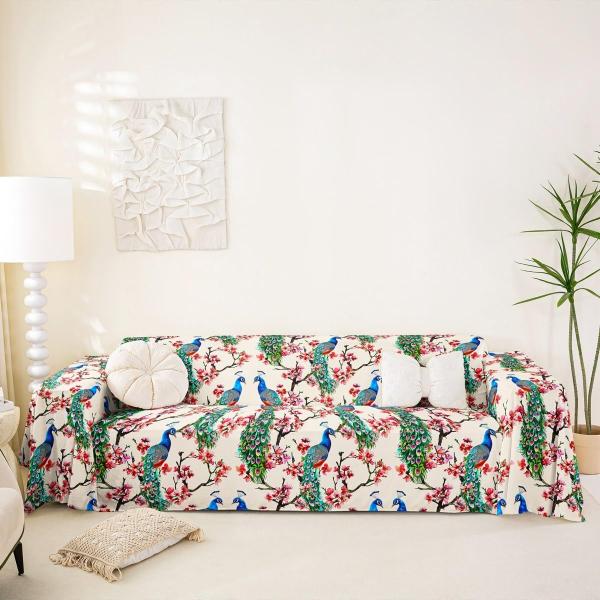 商品名:  jejeloiu Peacock Cushion Couch Covers Pet Friendly Floral Tree Branches Sofa Covers Washable Chic Flower Peacock F...