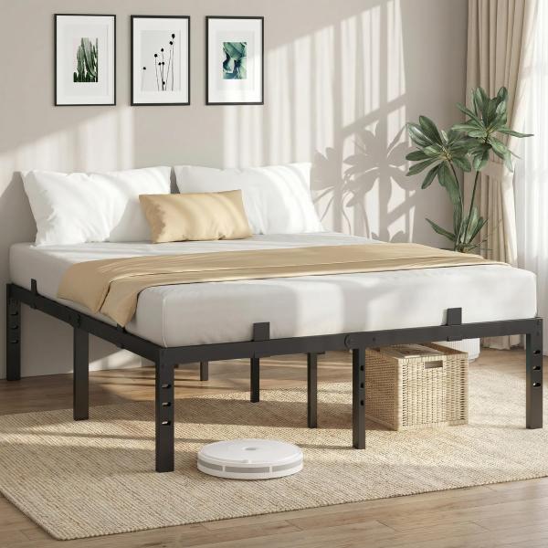 商品名:  Nelaukoko Queen Bed Frame, Queen Size 14 Inch Metal Platform Bed Frame with Storage, Anti-Slip Mattress Design &am...