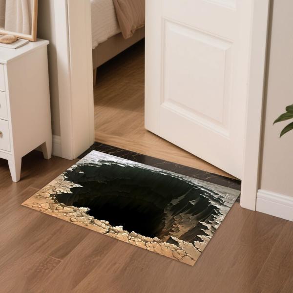 商品名:  Bottomless Hole 3D Optical Illusion Rug, Front Door Mat Indoor Outdoor Entrance, Non-Slip Visual Illusion Doormat ...