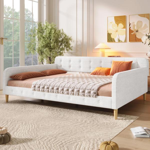 商品名:  Harper &amp; Bright Designs Queen Size Upholstered Daybed with Wooden Slats Supports, Modern Sofa Bed Frame for Li...