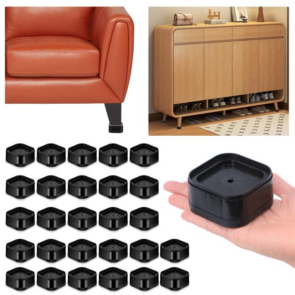 商品名:  Xaajooio 32 Pack Plastic Furniture Risers, Adjustable Heavy Duty Stackable Bed Risers 1.38 Inch, Desk Leg Lifts fo...