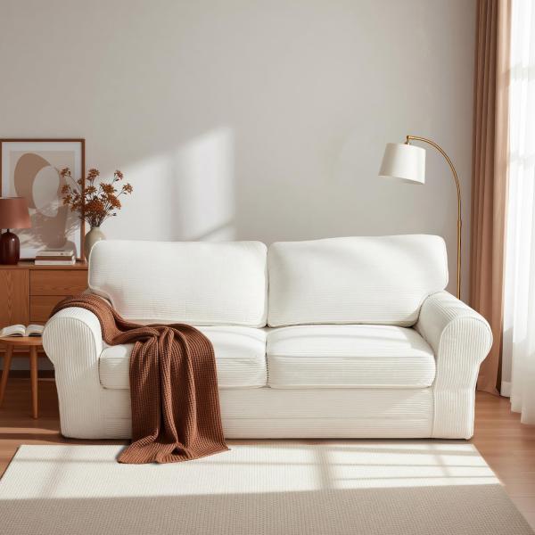 商品名:  Claiks 83" Corduroy Loveseat Sofa for Living Room, Boneless Sofa with Wide Rounded Armrest, Deep Cushioned Couch w...