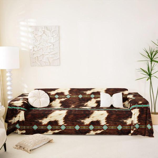 商品名:  jejeloiu Cow Fur Printed Cushion Couch Covers Pet Friendly Cowhide Pattern Sofa Covers Washable Bohemian Style Far...