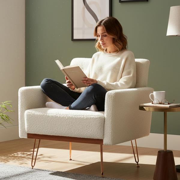 商品名:  KEIKI Small Teddy Accent Chair, 31 Inch Modern Tufted Upholstered Armchair with Metal Leg, Comfortable Single Sofa...