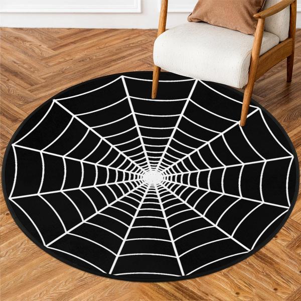 商品名:  Round Area Rug 3Ft - Black Spider Web Circle Entryway Rugs Washable Door Mat for Boys Bedroom Sofa Living Room Nur...