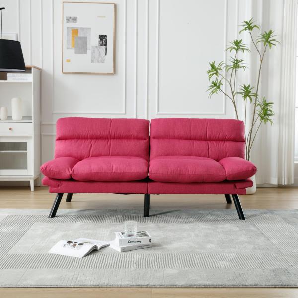 商品名:  WDYLWFHW Convertible Futon Sofa Bed, Linen Folding Loveseat Couch with Adjustable Backrest and Wooden Legs,Double ...