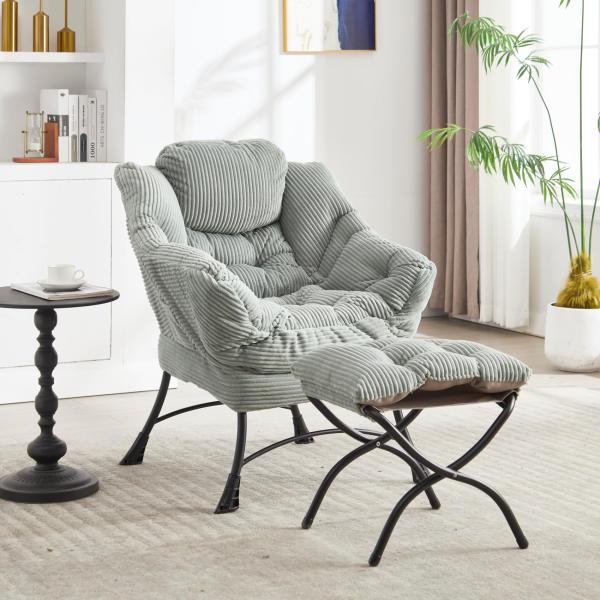 商品名:  Lazy Lounge Chair with Ottoman Modern Accent Chair w/ Armrests and a Side Pocket, Upholstered Recliner Leisure Sof...