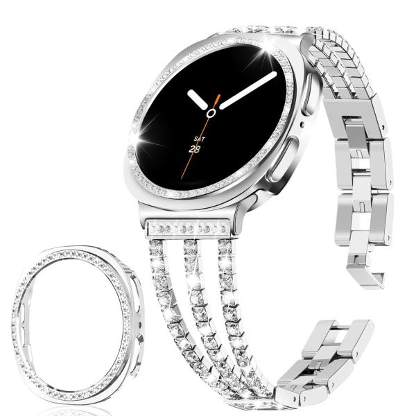 商品名: HAYONLIY メタルバンドとケース Samsung Galaxy Watch 8 40mm 44mm対応 キラキラ輝くダイヤモンドストラップ PC保護バンパーカバー付き HAYONLIY Metal Bands and Cas...