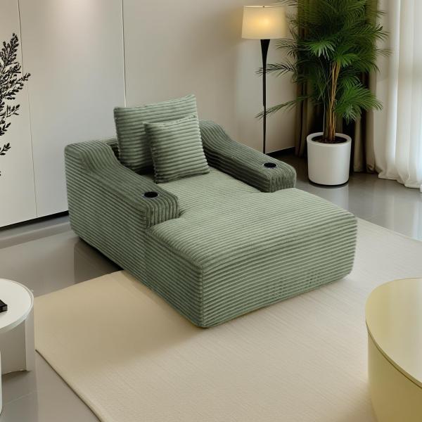 商品名:  Chifee &amp; Vingol Oversized Chaise Lounge Indoor 67" Deep Seat Sofa Bed with Cup Holder and 2 Pillows Upholstere...