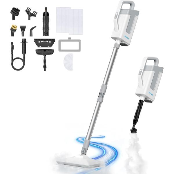 商品名: 家庭用スチームクリーナー 23フィートの電源コード付き 3つのスチームモード 取り外し可能なスチームモップ 床掃除用 多目的スチーマー 壁、ソファ、家具カーペット、窓用 Steam Cleaner for Home with 23...