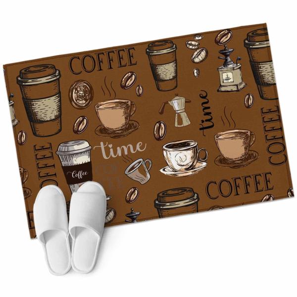 商品名:  Coffee Theme Area Rugs Collection 2'x3', Funny Brown Vintage Beans Latte Tea Cup Non Slip Indoor Rectangle Throw R...