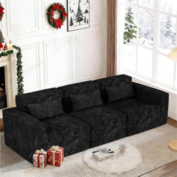 商品名:  Modular Sectional Sofa,Boneless Couch with Memory Foam Plush Corduroy, Comfy Cloud Couch Deep Seat Upholstered Cou...