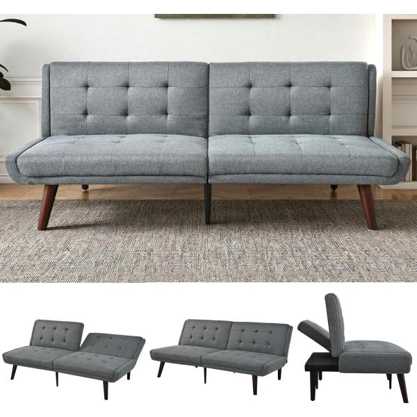 商品名:  Zentrava 75.5'' Futon Sofa Bed, Convertible Velvet Futon Tufted Couch with Adjustable Backrest, Recliner Sleeper S...