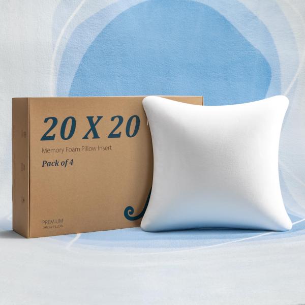 商品名:  AM AEROMAX 20 × 20 Throw Pillow (Pack of 4) Memory Foam Pillow Insert - Square Accent Pillow for Decorative Cushio...