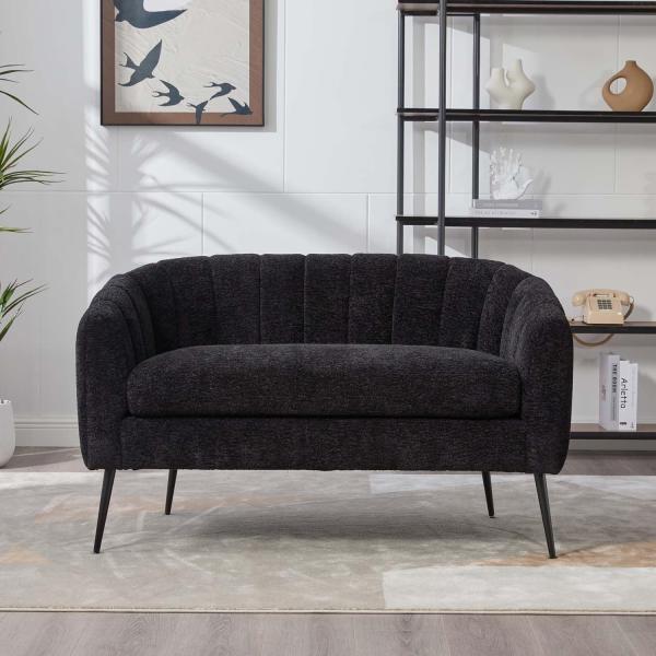 商品名:  Zentrava 50.2'' Chenille Mini Loveseat Sofa Chair, Modern Upholstered Deep Small Accent Couch with Metal Legs, Com...