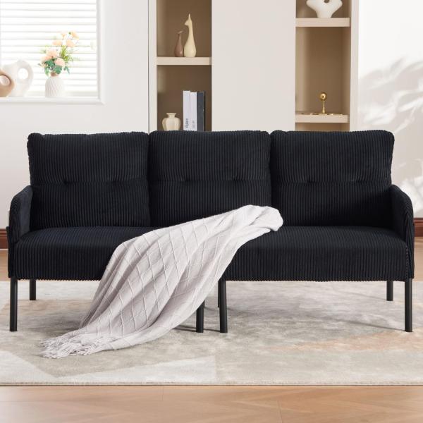 商品名:  HRVEOCEI 67inch Green Small Loveseat Sofa for Small Spaces, Corduroy Love Seat Futon Couches with Steel Legs&amp;S...