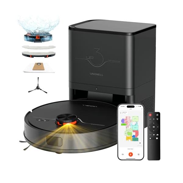 商品名:  uninell Robot Vacuum and Mop Combo with Self-Emptying, Robotic Vacuum Cleaner 7000Pa &amp; LiDAR Navigation, 180 M...