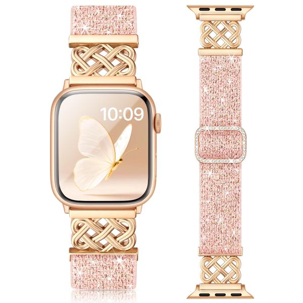 商品名:  wipalor Celtic Knot Sparkly Stretchy Nylon Bling Band Fit iWatch Watch Bands for Women (42mm Series 11/10) 41mm 40...