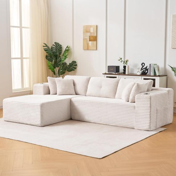 商品名:  105" Modular Sectional Sofa, Cloud Sectional Couch with Deep Seat, 3 Seat Modular Sofa Memory Foam with Cup Holder...