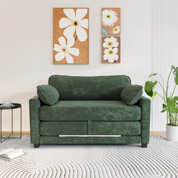 商品名:  Astrivia 2-in-1 Convertible Corduroy Sofa Bed,Pull Out Loveseat Boneless Couch with Side Storage,Floor Futon Sleep...