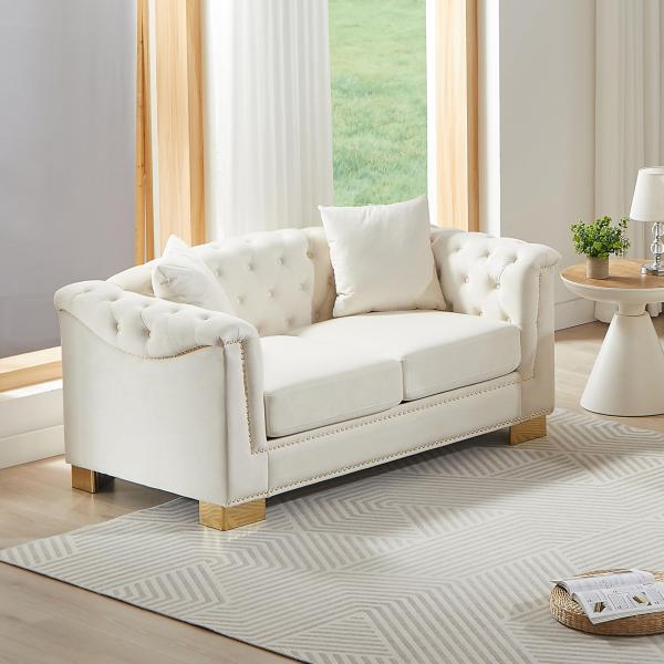 商品名:  Harper &amp; Bright Designs 62" Chesterfield Sofa Velvet Two-Seater, Modern Classic Rolled Arm Button Tufted Sofa ...