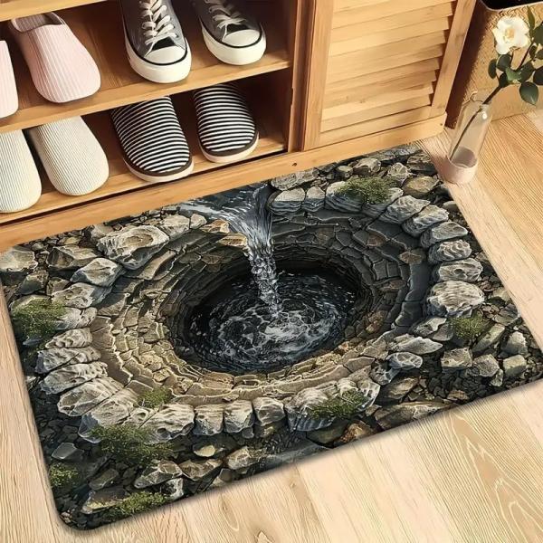 商品名:  3D Optical Illusion Rug，Rug That Looks Like a Hole in The Ground，Play Games with Your Cat and Dog， Non-Slip Visual...